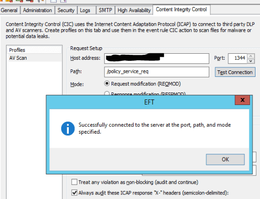 Using an ICAP scanner with EFT Server